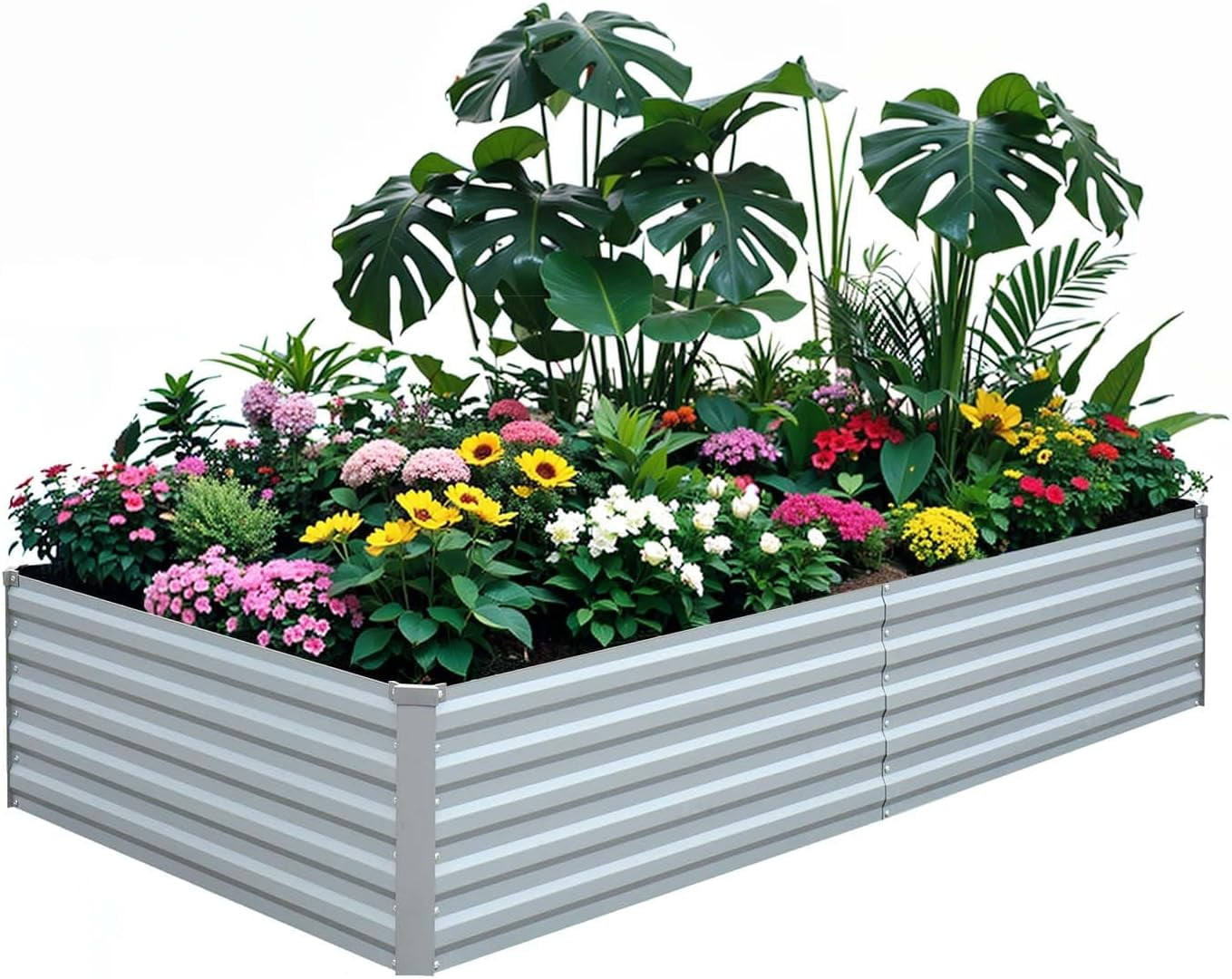 Raised Garden Bed 8x4x1.5ft, Galvanized Raised Garden Beds Outdoor for ...