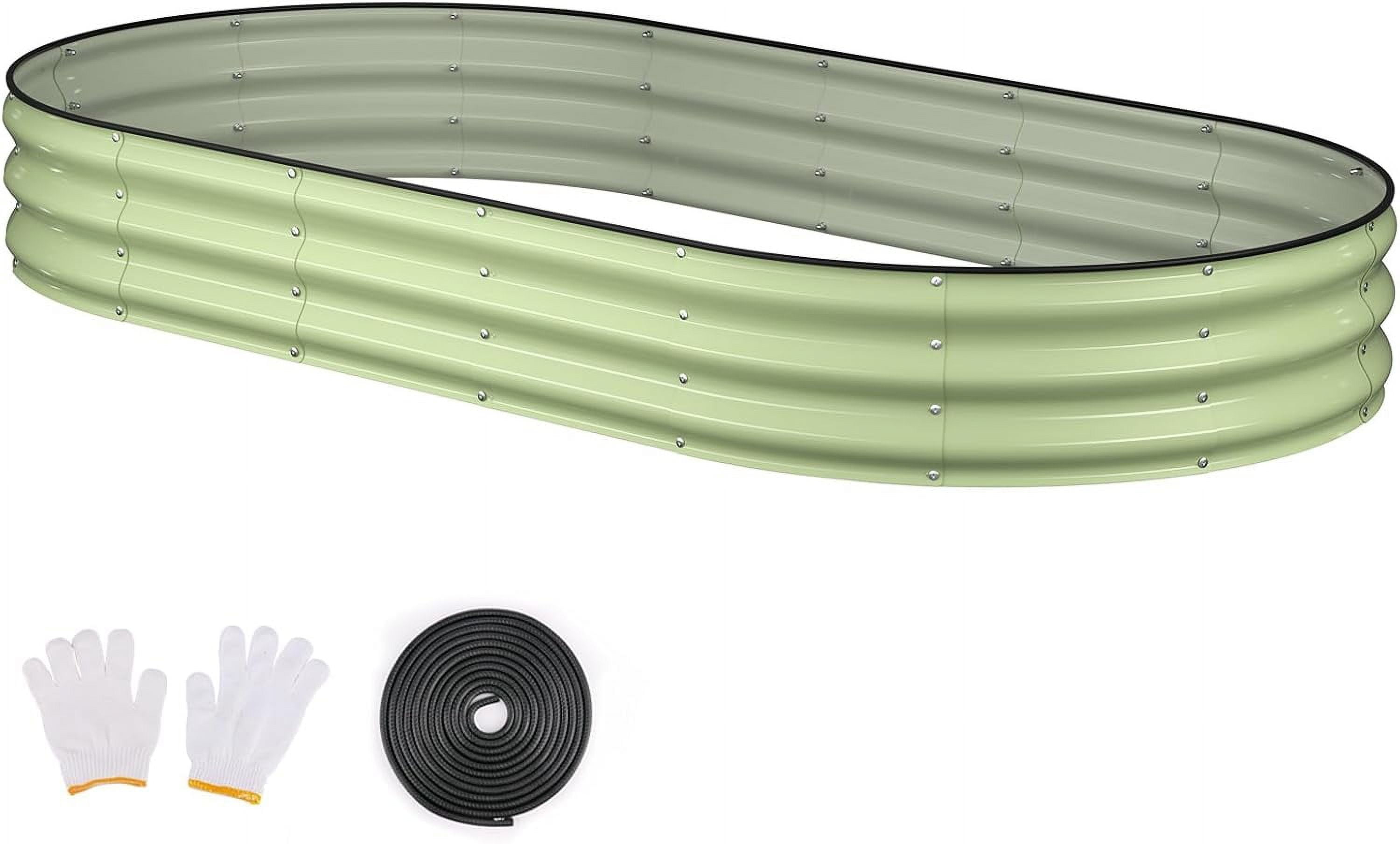 Raised Garden Bed, 8x4x1ft Galvanized Outdoor Planter Beds with Safety ...