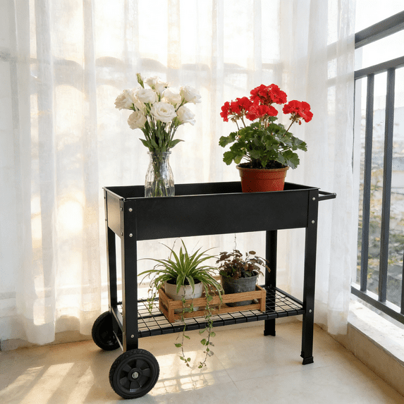 Raised Garden Bed Cart with Legs, Elevated Tall Planter Box with Wheels ...