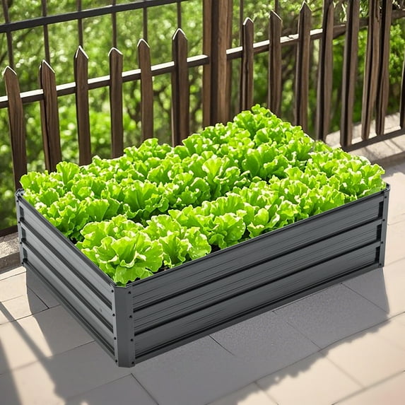 Raised Garden Bed, Deep Root Outdoor Galvanized Planter Box, Patio Kit ...