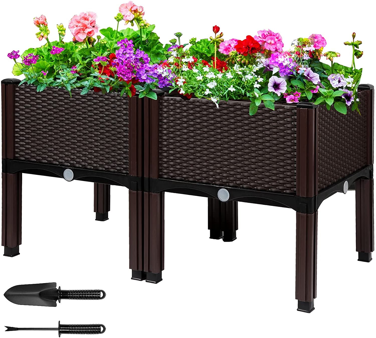 Raised Garden Bed with Drainage Elevated Planter Box Plastic Raised ...