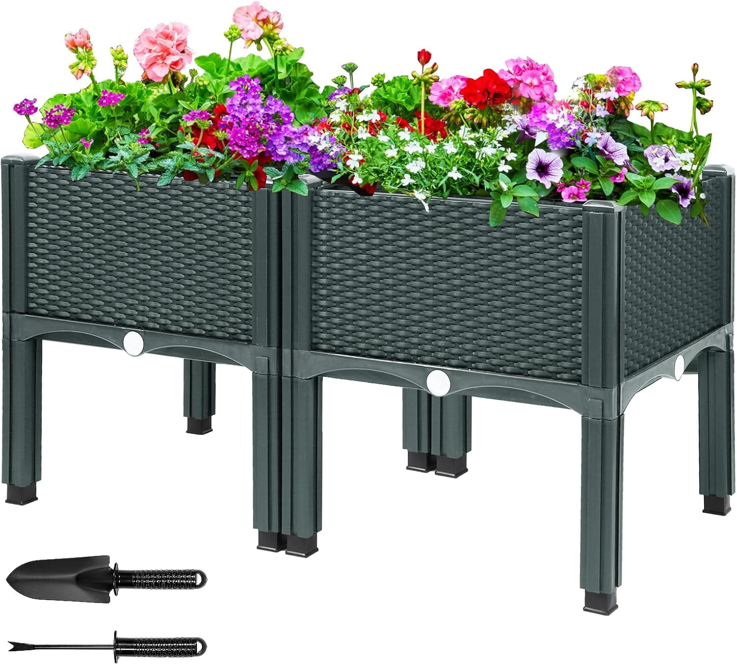 Raised Garden Bed with Drainage Elevated Planter Box Plastic Raised ...
