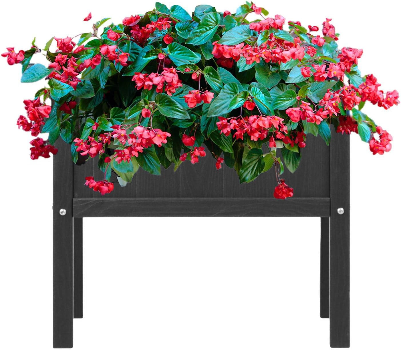 Raised Garden Bed with Drainage Hole Waterproof HDPE Elevated Planter ...