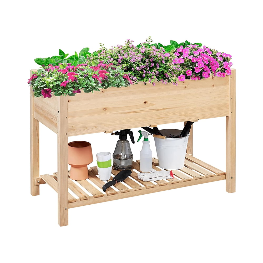 Raised Garden Bed Elevated 2 Tiers Wood Planting Bed Above Ground ...