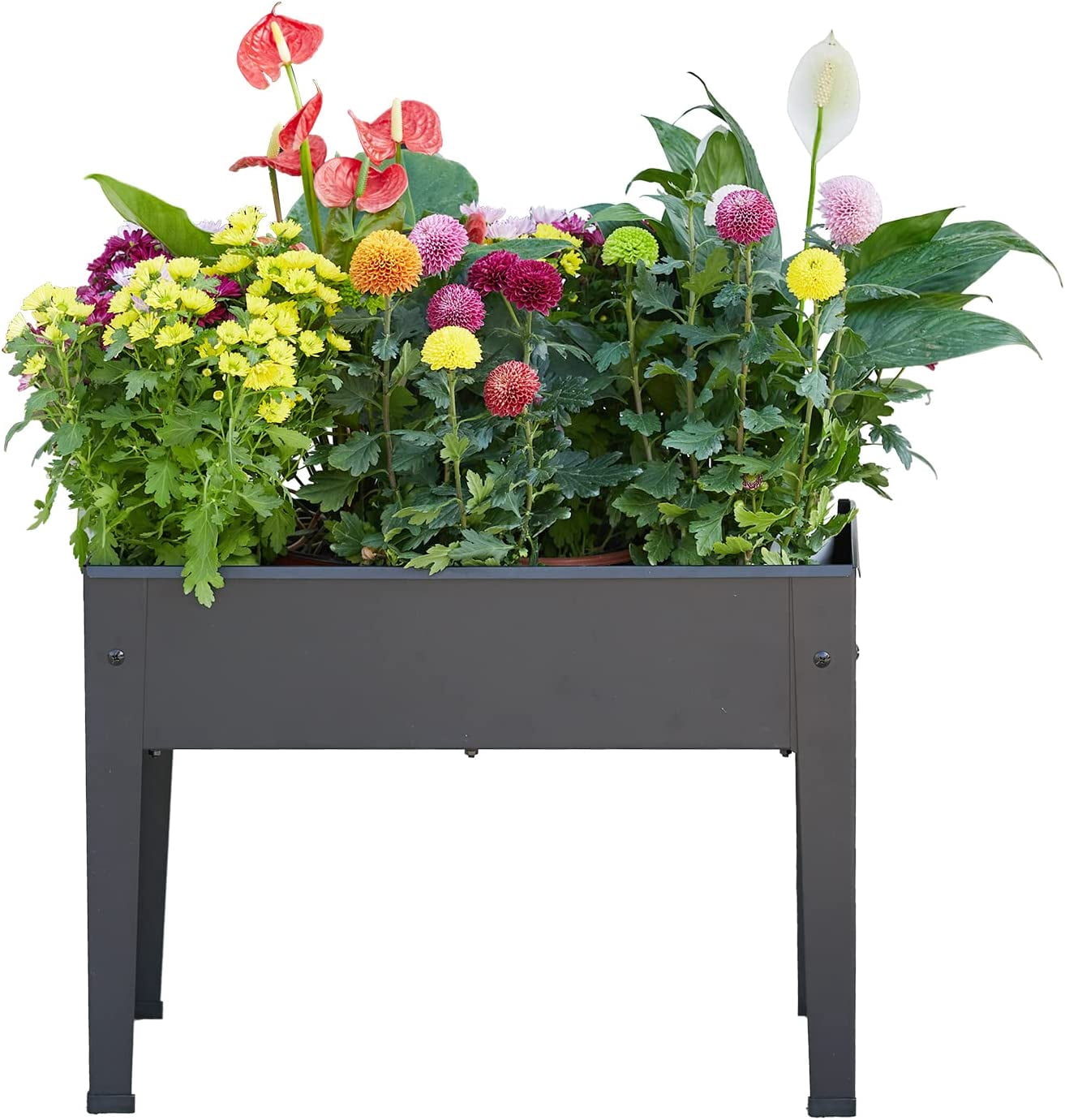 Raised Garden Bed, Elevated Planter Black Metal Plant Box with Legs ...