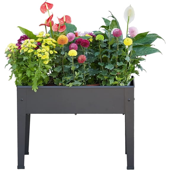 Raised Garden Bed, Elevated Planter Black Metal Plant Box with Legs ...