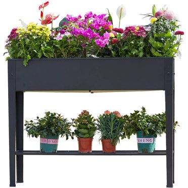 Dextrus Raised Garden Bed 47x18x31in Wood Mobile Elevated Planter Box ...