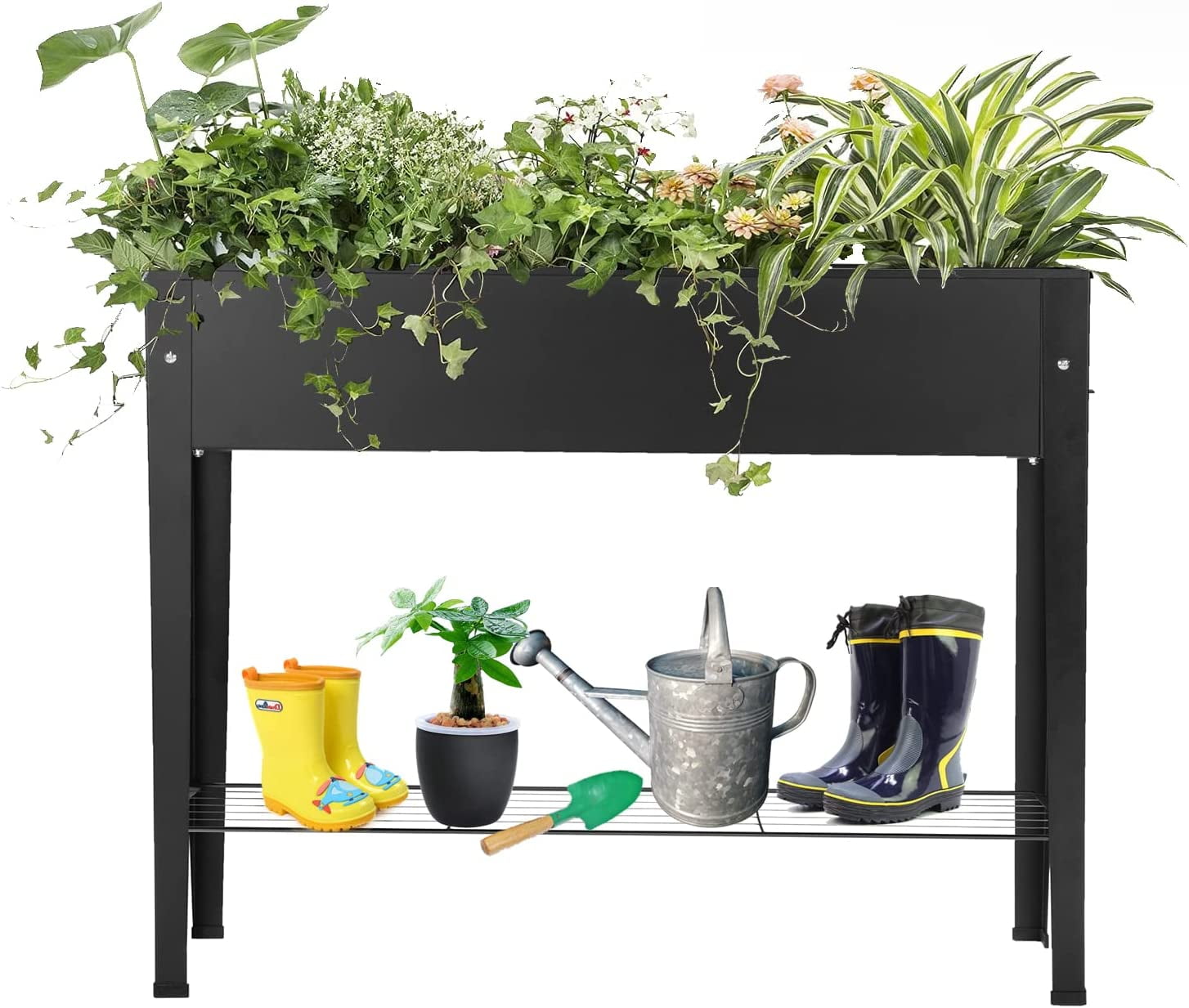 Raised Garden Bed, Elevated Planter Metal Plant Box with Legs Standing ...