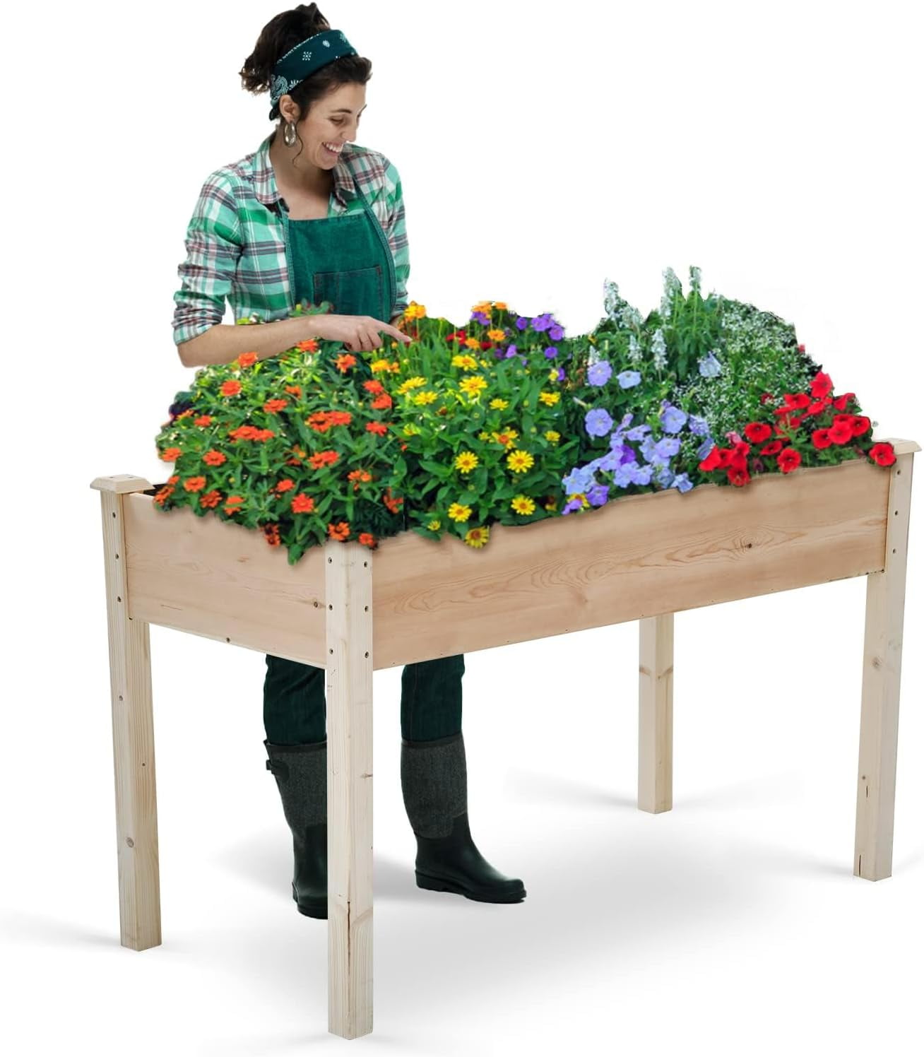 Raised Garden Bed, Elevated Wood Planter Box Outdoor, Indoor Grow Box ...