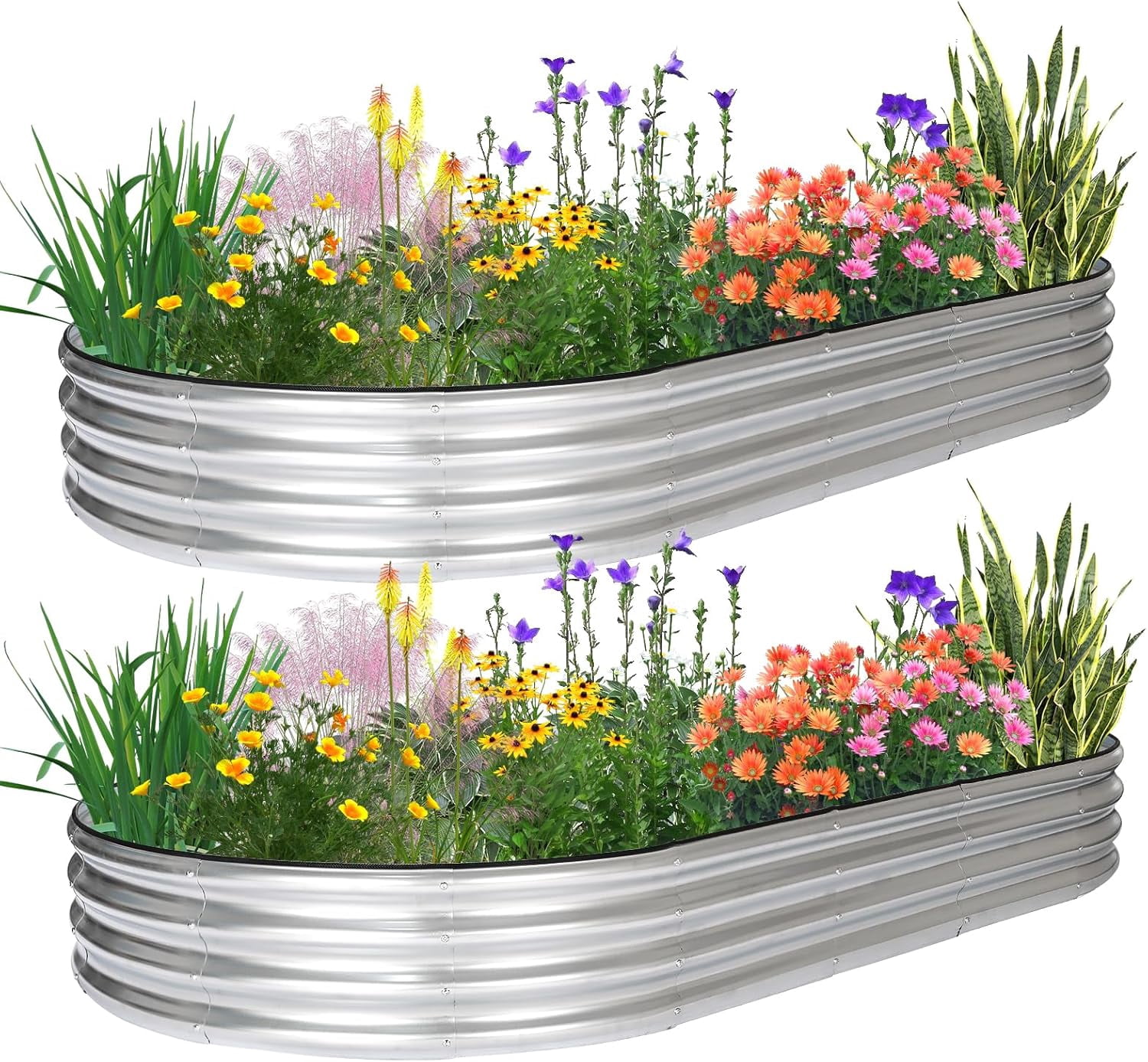 Raised Garden Bed,Galvanized Raised 2 Pcs 4×2×1ft Planter Boxes Outdoor ...
