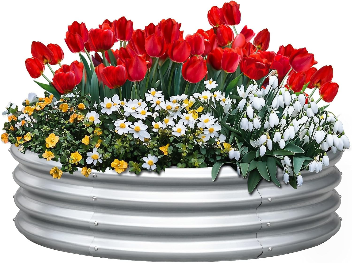 Raised Garden Bed Galvanized Round Planter Box Outdoor for Gardening ...