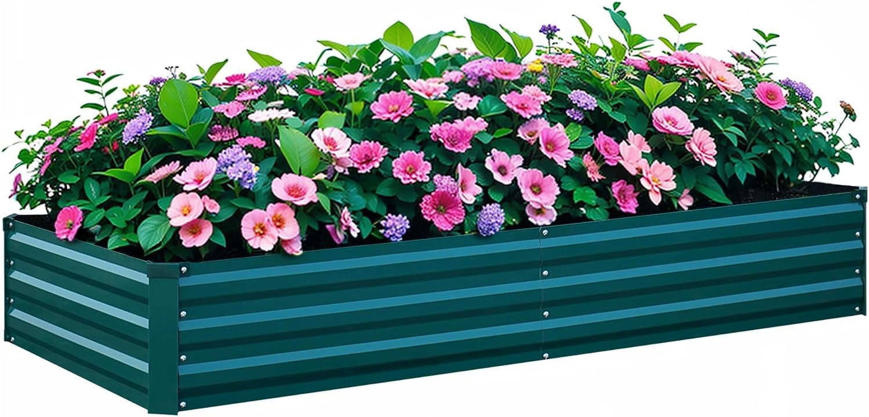 Raised Garden Bed Green, 6x3x1ft Galvanized Raised Garden Beds Outdoor ...