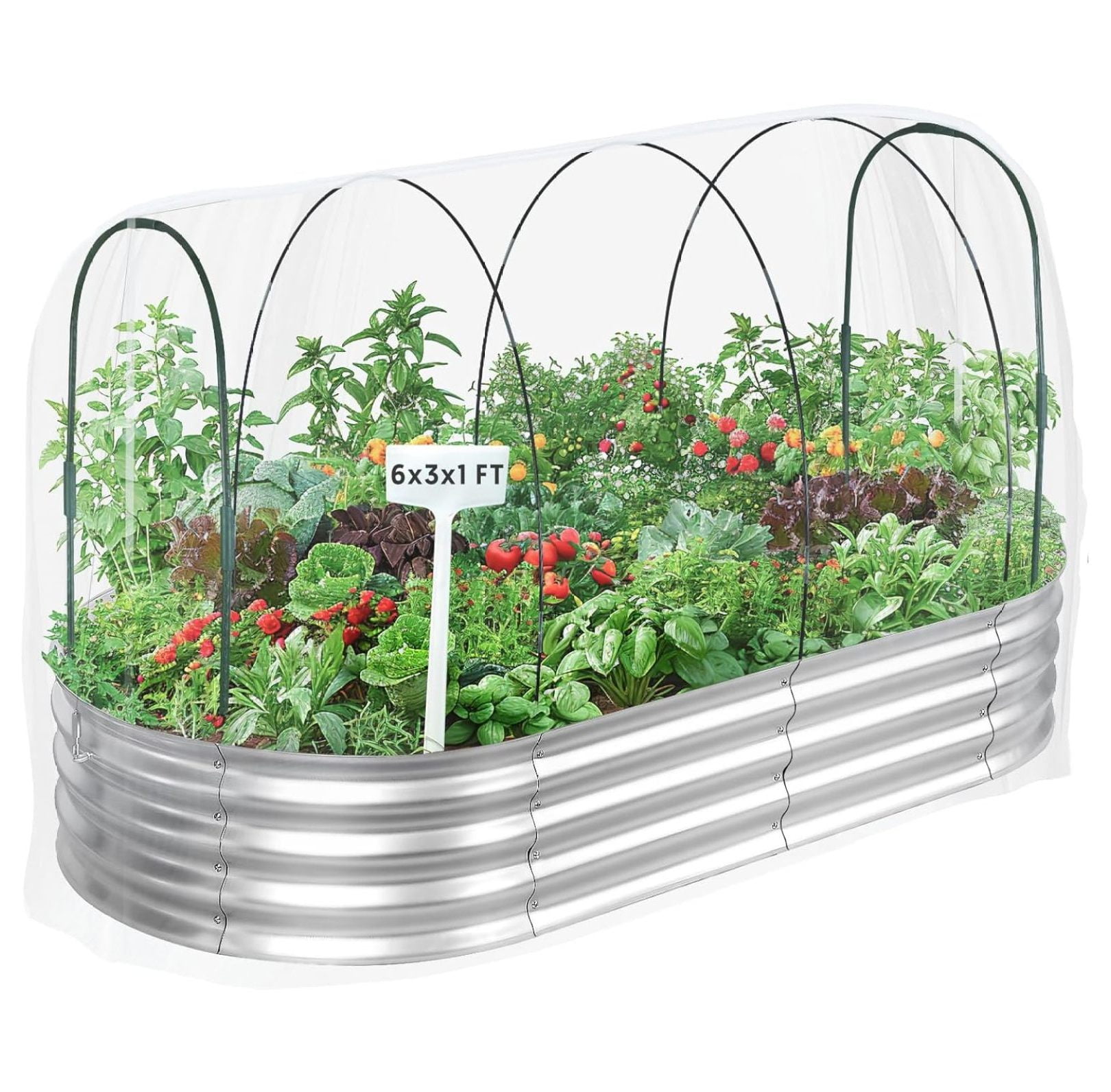 Raised Garden Bed with Greenhouse Frame and 3 Covers, 6x3x1 FT Garden ...