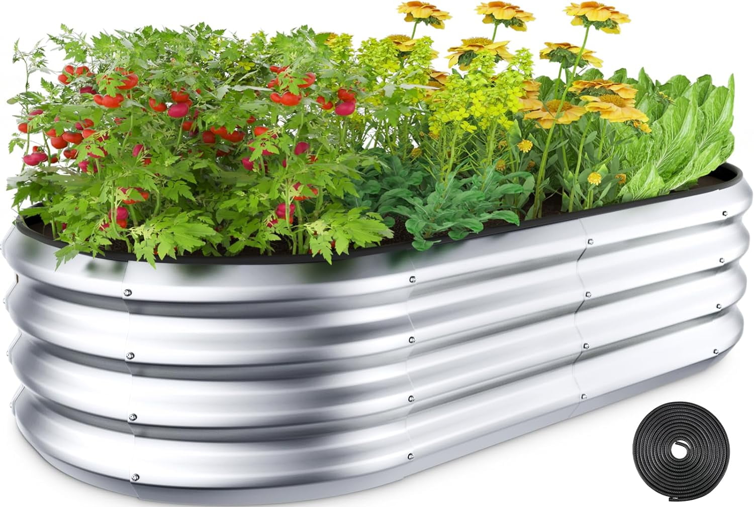 Raised Garden Bed Kit, 4x2x1 ft Galvanized Planter Box Outdoor with ...