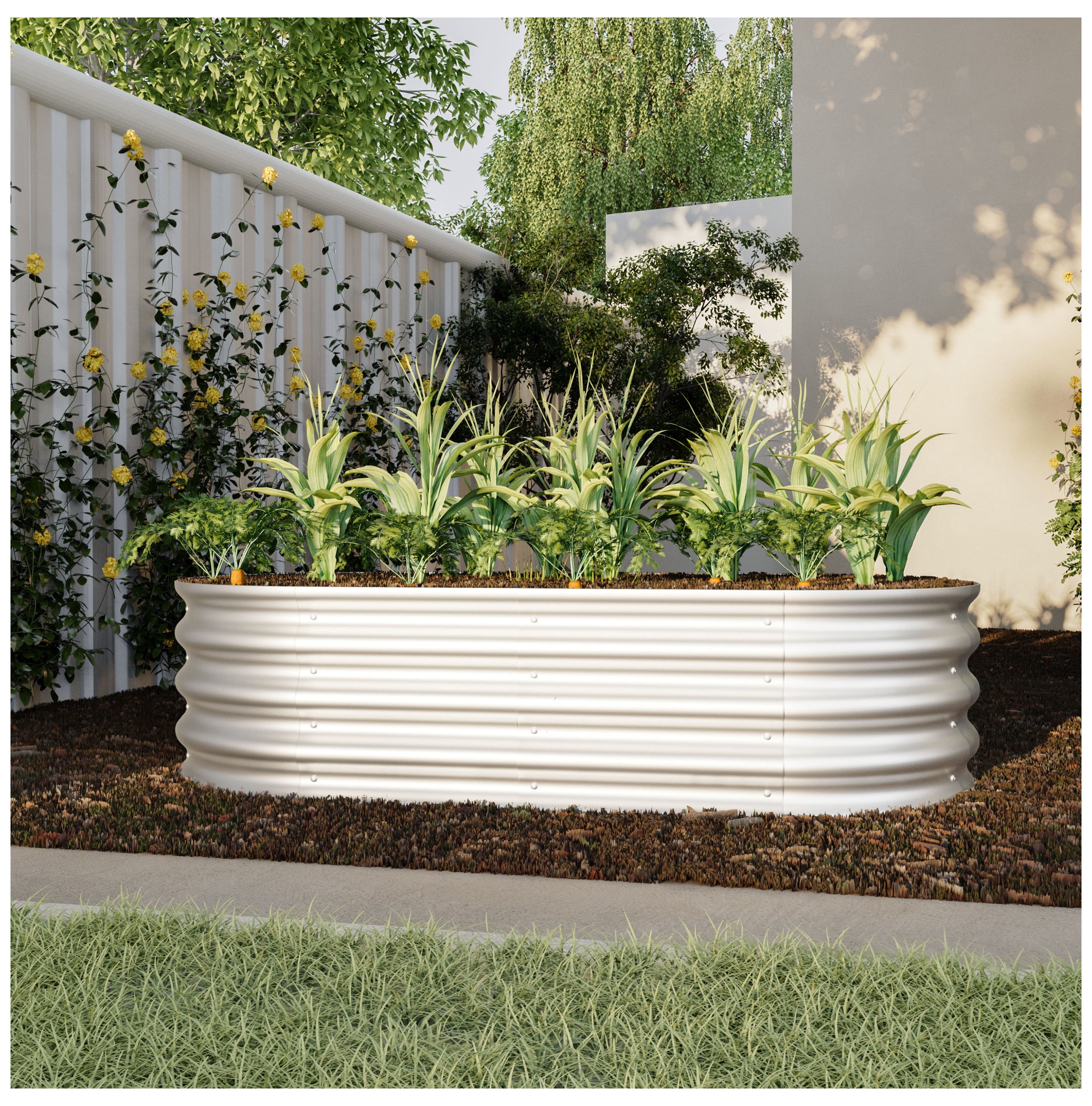 Raised Garden Bed Kit 4x2x1ft, Galvanized Steel Planter Box for Outdoor ...