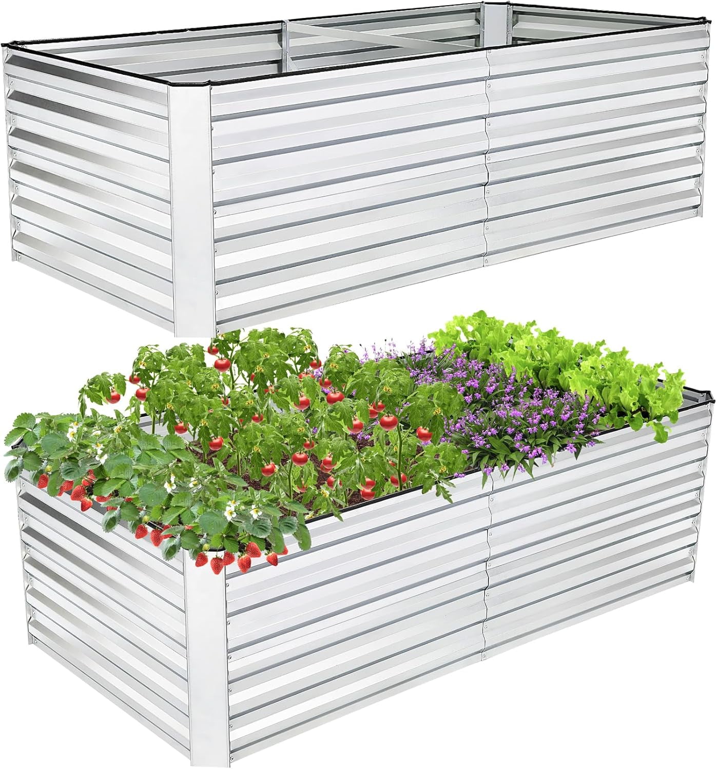 Raised Garden Bed Kit, Galvanized Planter Raised Garden Boxes Outdoor ...