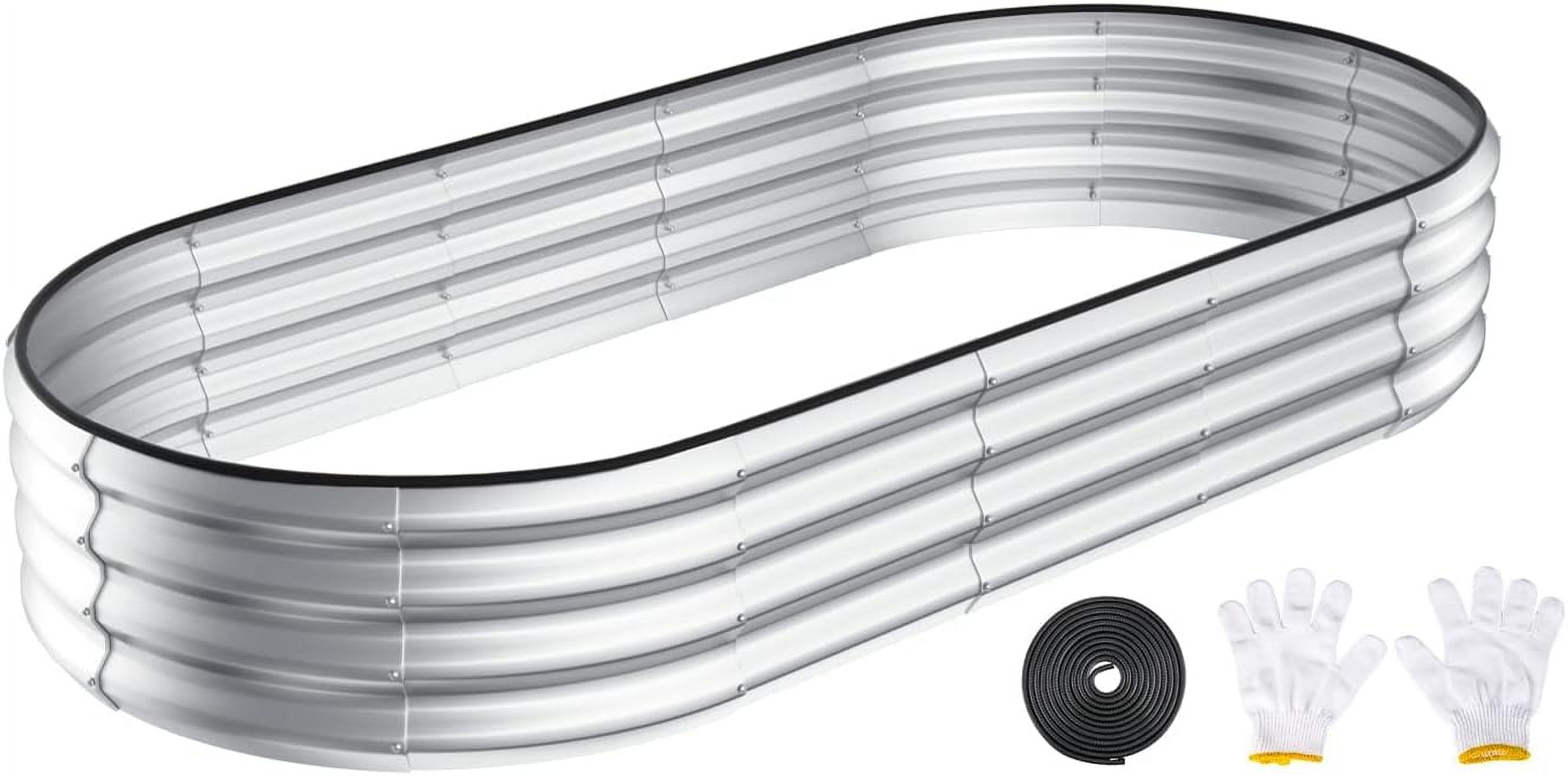 Raised Garden Bed Kit,Outdoor Galvanized Planter Boxes with Safety ...