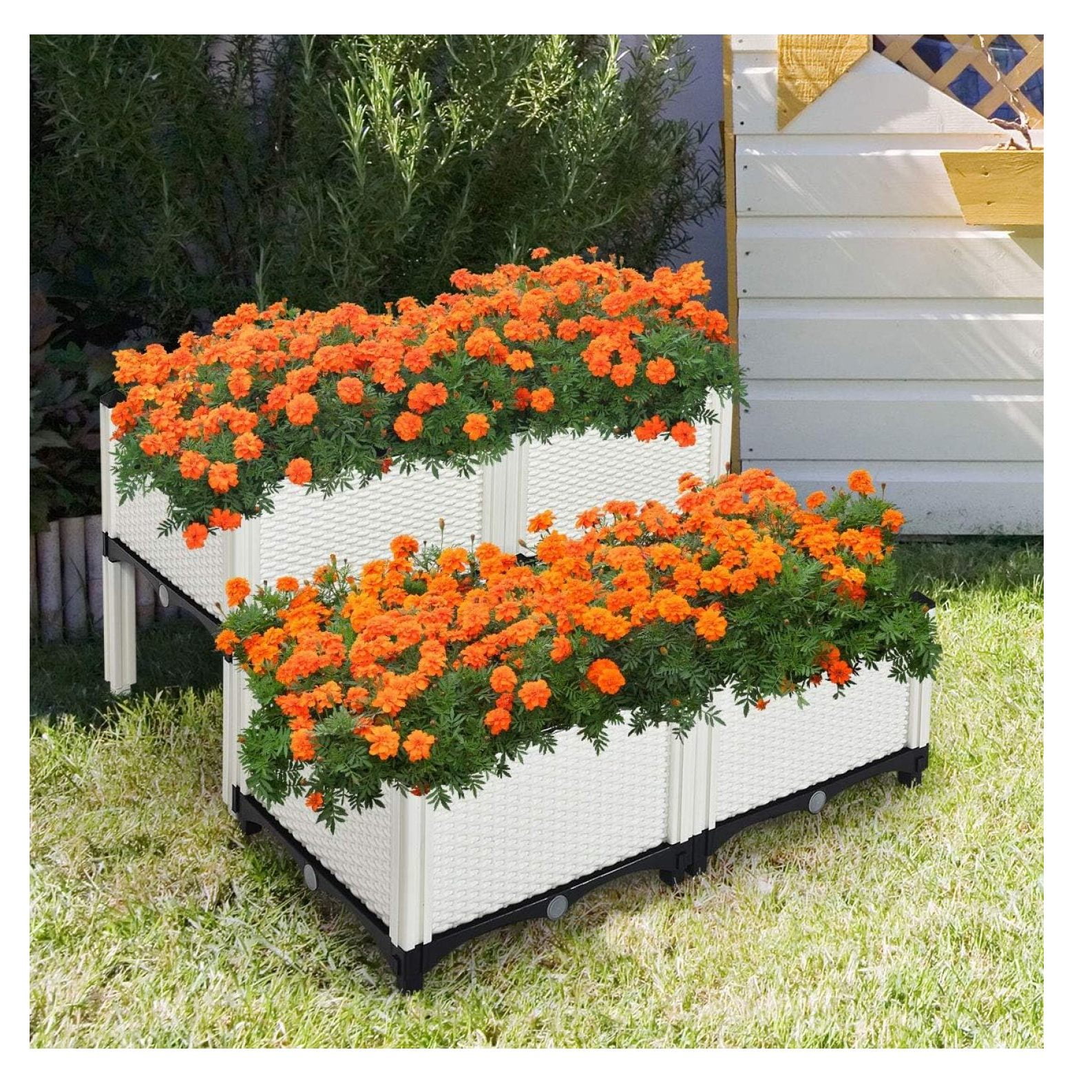 Raised Garden Bed Kit Set of 4, Elevated Planter Boxes with Self ...