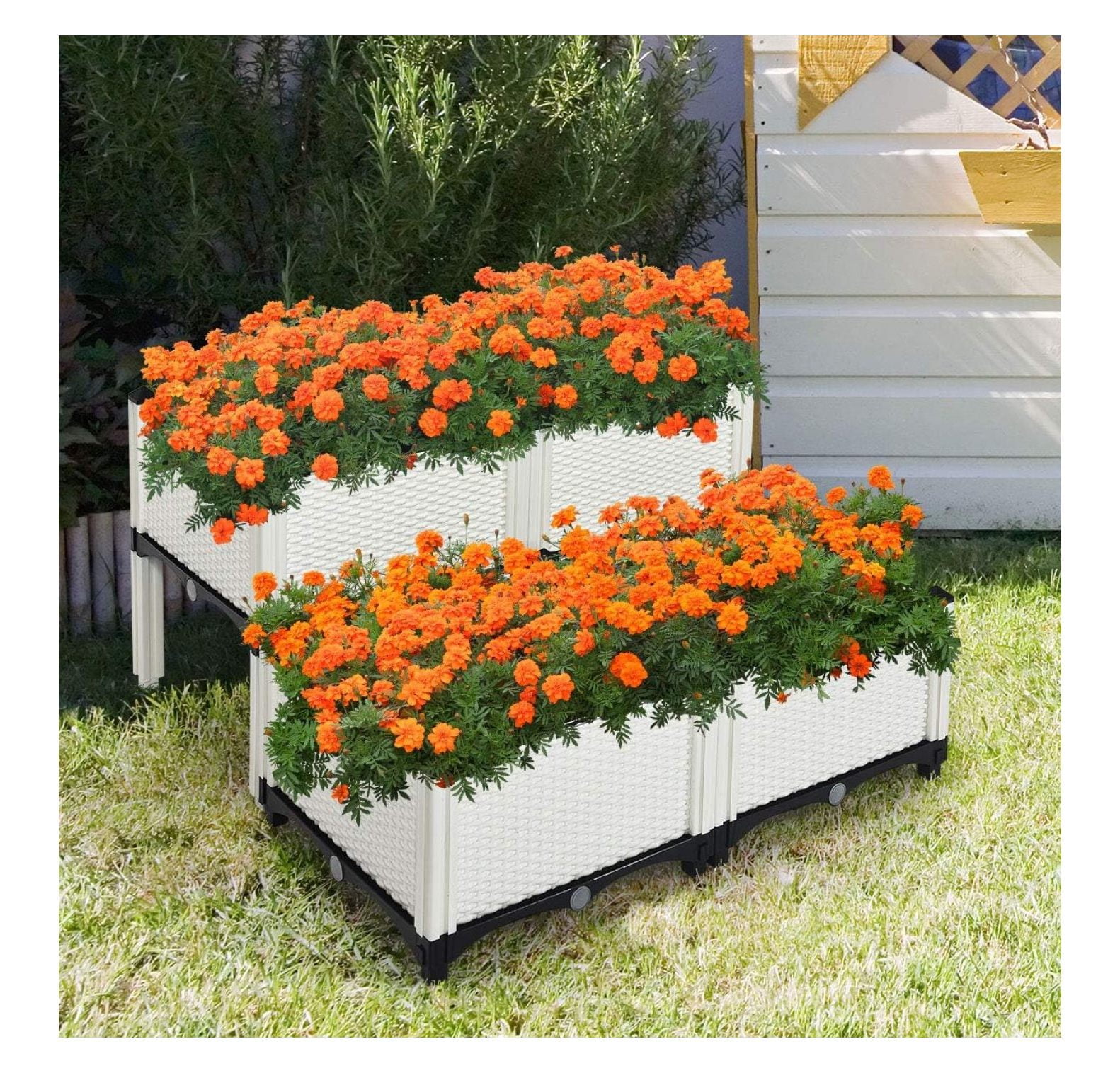 Raised Garden Bed Kit Set of 4, Elevated Planter Boxes with Self ...