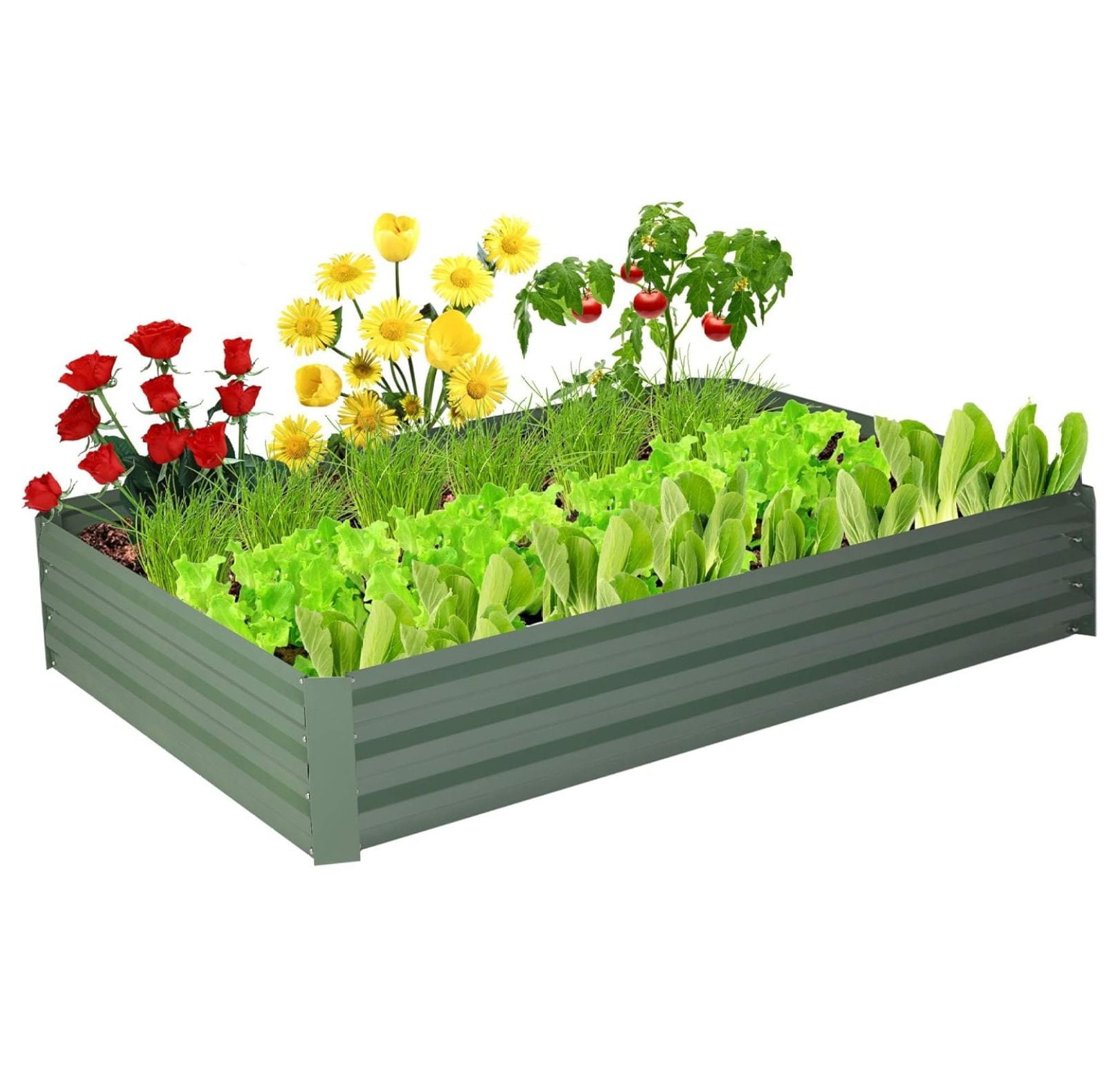 Raised Garden Bed Large Outdoor Galvanised Metal Anti-Rust Raised ...