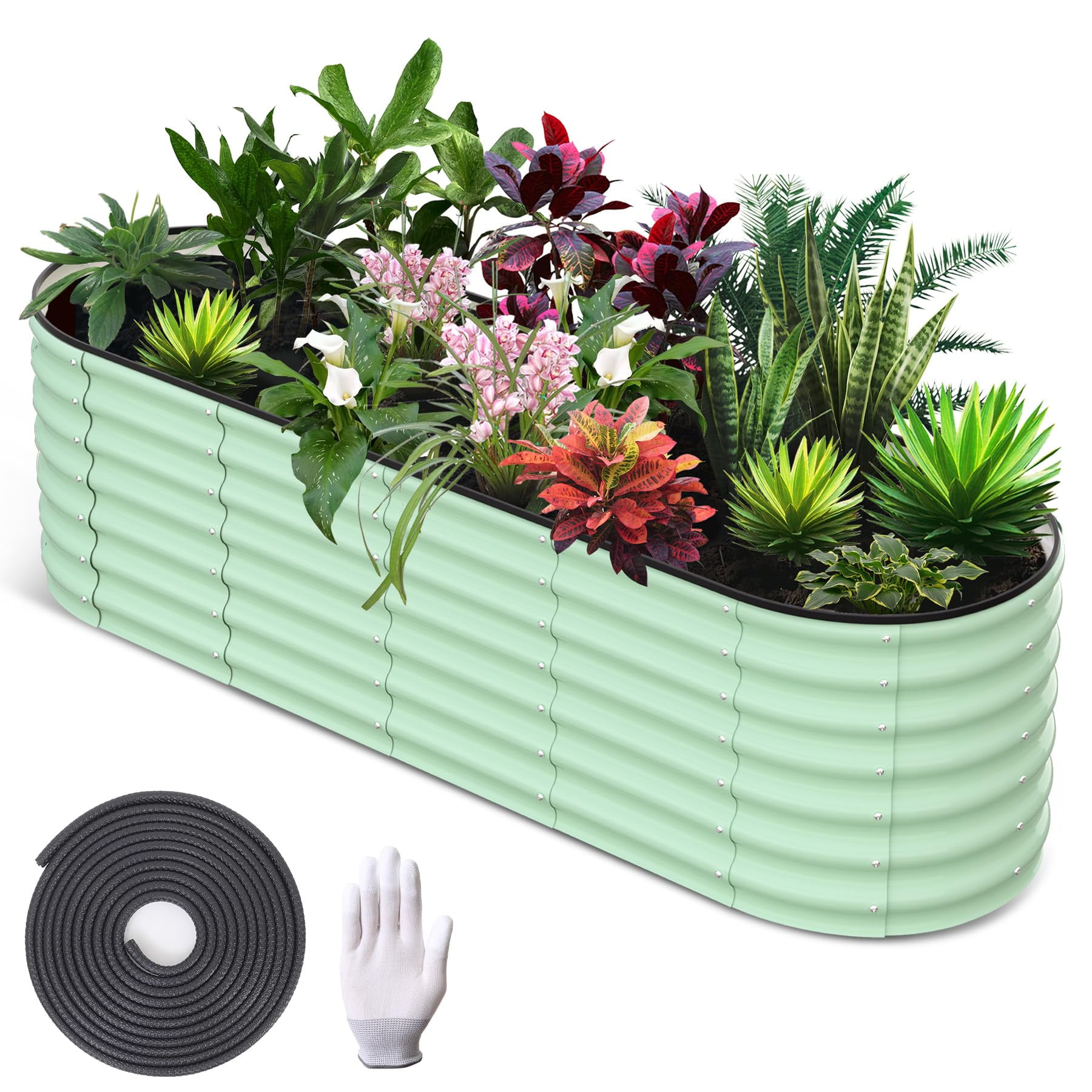 Raised Garden Bed, Large Outdoor Planter Boxes Kit with Galvanized ...