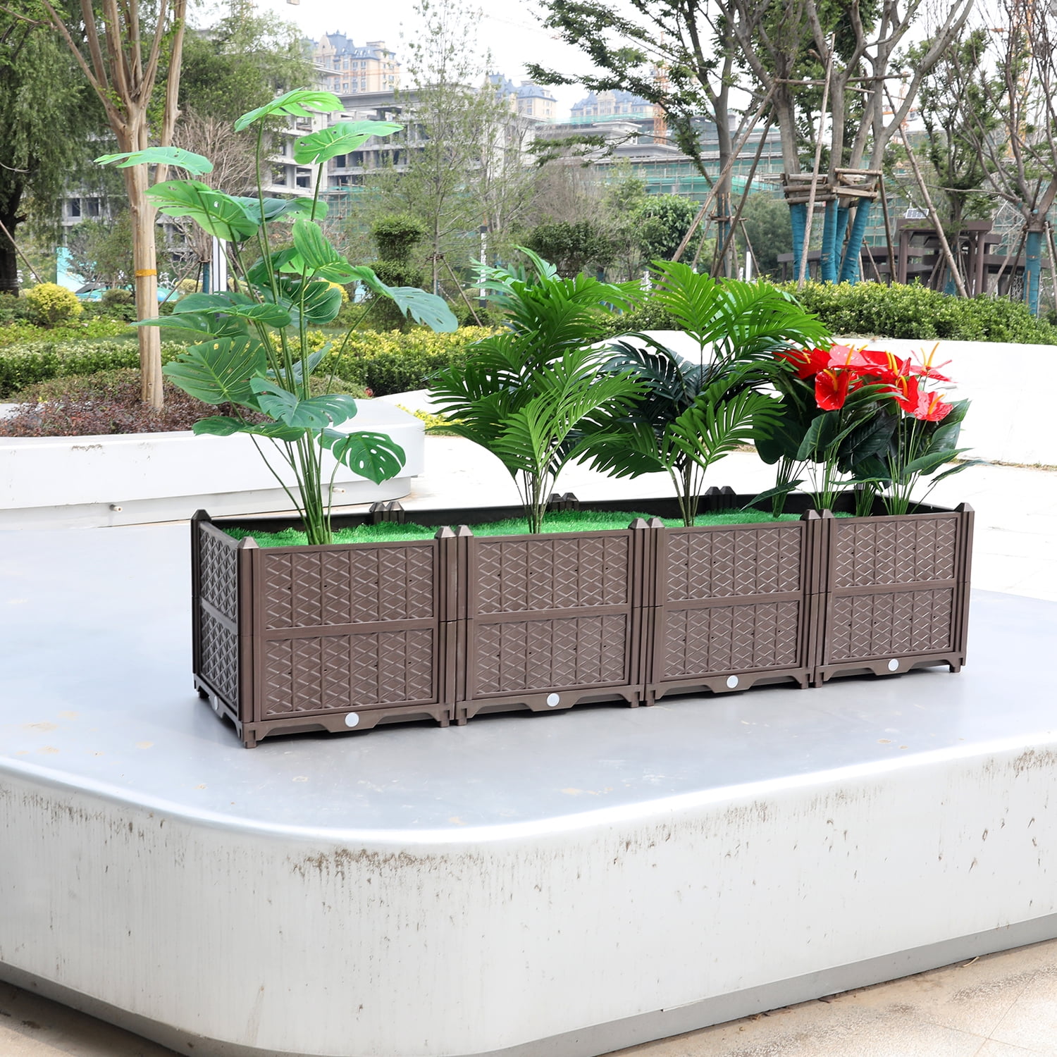 Raised Garden Bed Large Plastic Planter Box Kit For Outdoor Plants ...