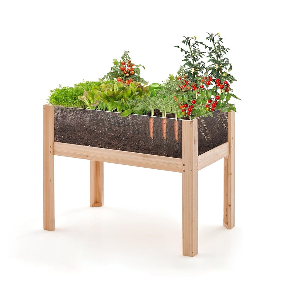 Raised Garden Bed with Legs, 24” Elevated Planter Box with 2 Acrylic ...