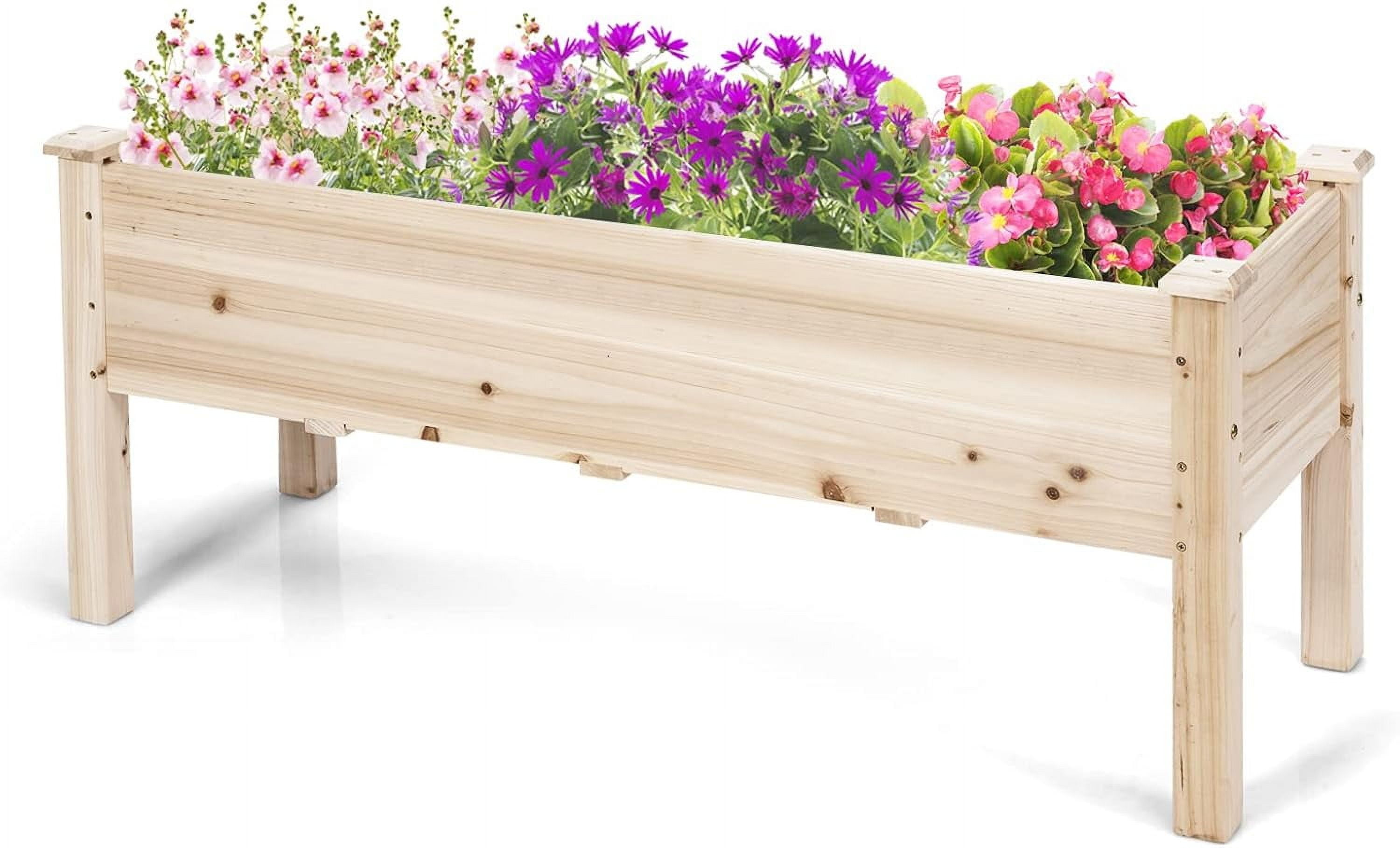 Raised Garden Bed with Legs, 47.5”x 17” x 20” Wood Elevated Planter Box ...