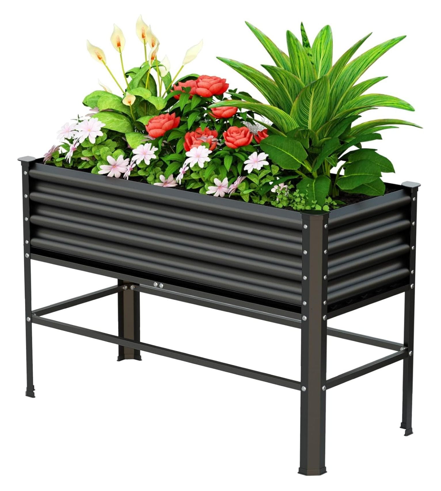 Raised Garden Bed with Legs, 48×24×32in Large Metal Elevated Raised ...