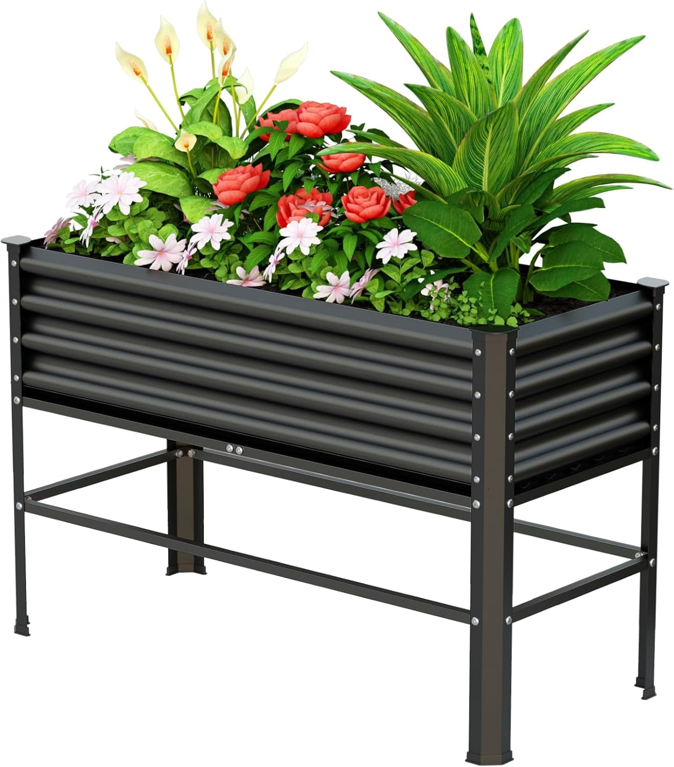 Raised Garden Bed with Legs, 48×24×32in Large Metal Elevated Raised ...