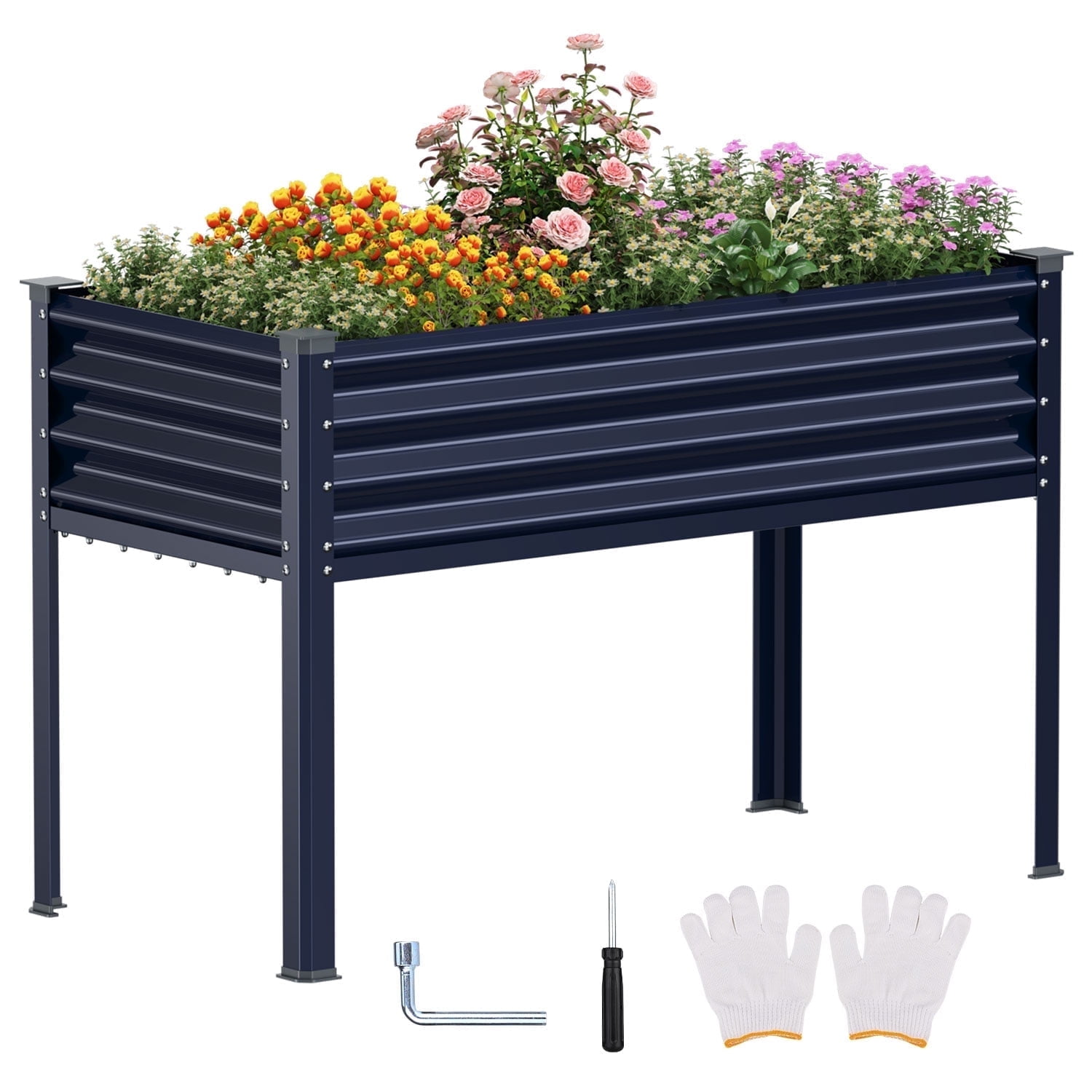 Raised Garden Bed with Legs, 48×24×32in Outdoor Metal Galvanized ...