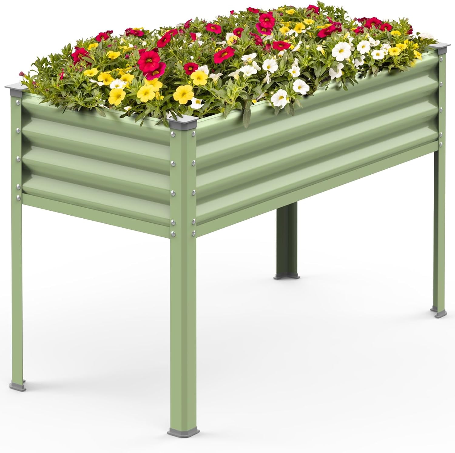 Raised Garden Bed with Legs, 48x24x32in Reinforced Elevated Metal ...