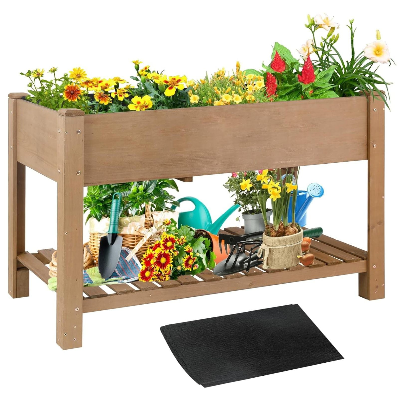 Raised Garden Bed with Legs - Elevated Wooden Planter Box, Durable Fir ...