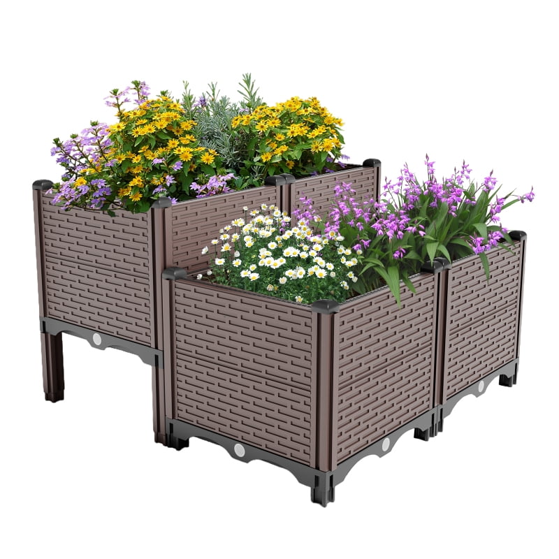 Raised Garden Bed with Legs Planters for Large planters Outdoor Plants Elevated Plastic Garden ...
