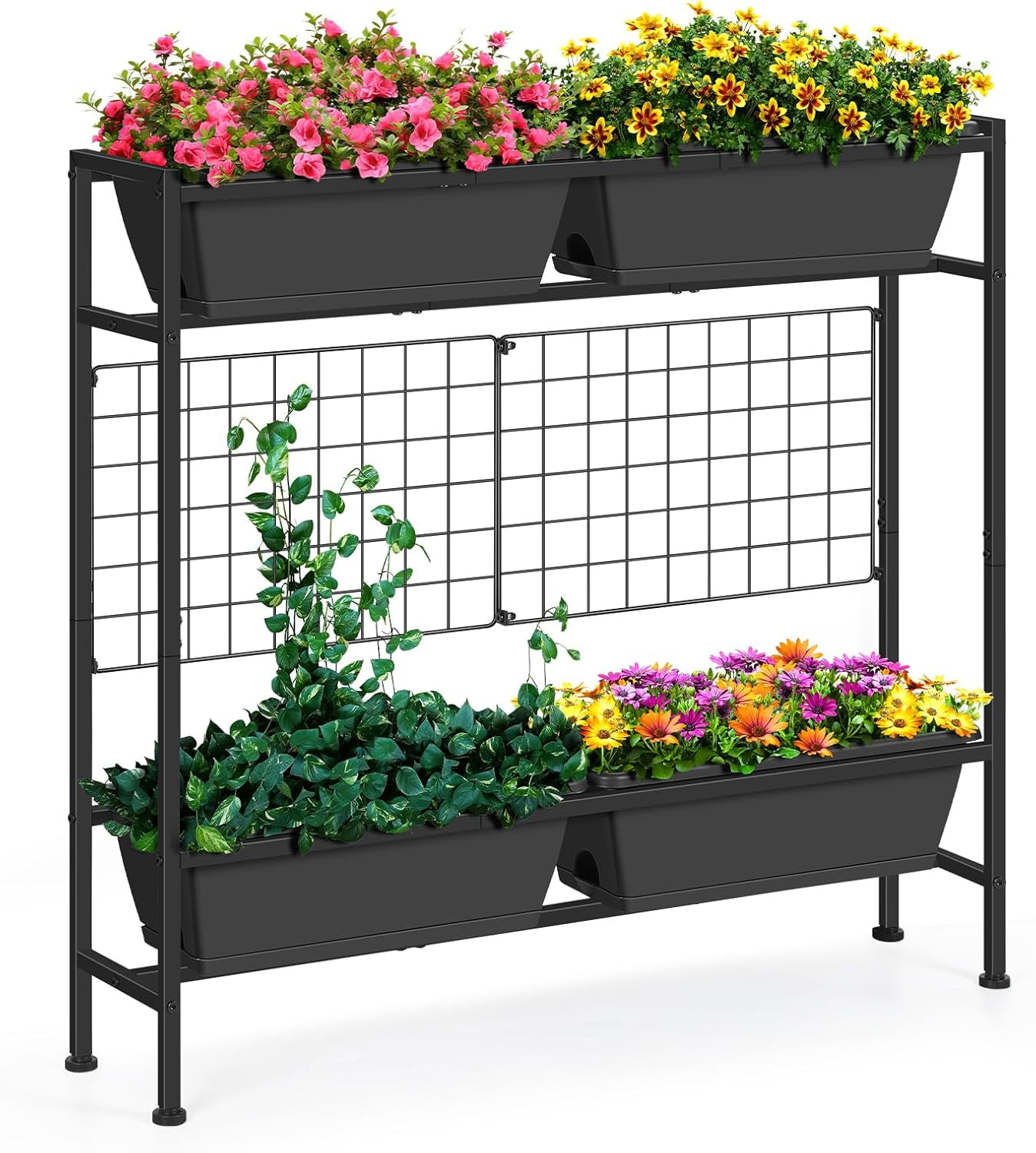 Raised Garden Bed with Legs & Trellis, 32" Tall Vertical Garden Planter ...