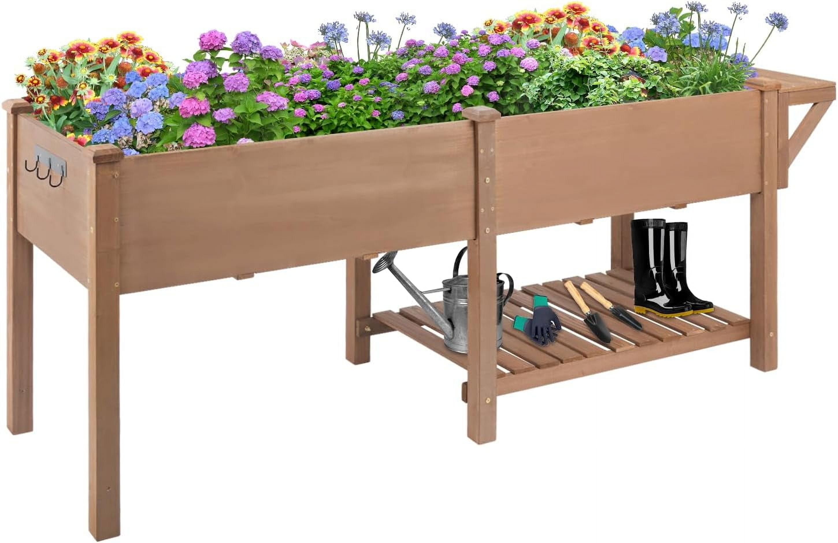 Raised Garden Bed with Legs & Wheels, Outdoor Elevated Planter Box with ...
