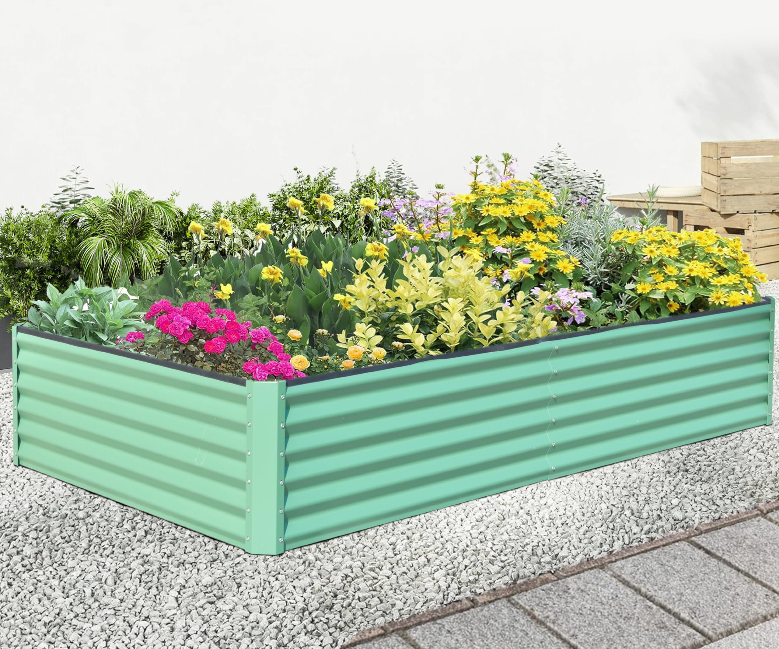 Raised Garden Bed Metal Galvanized Elevated Above Ground Standing ...