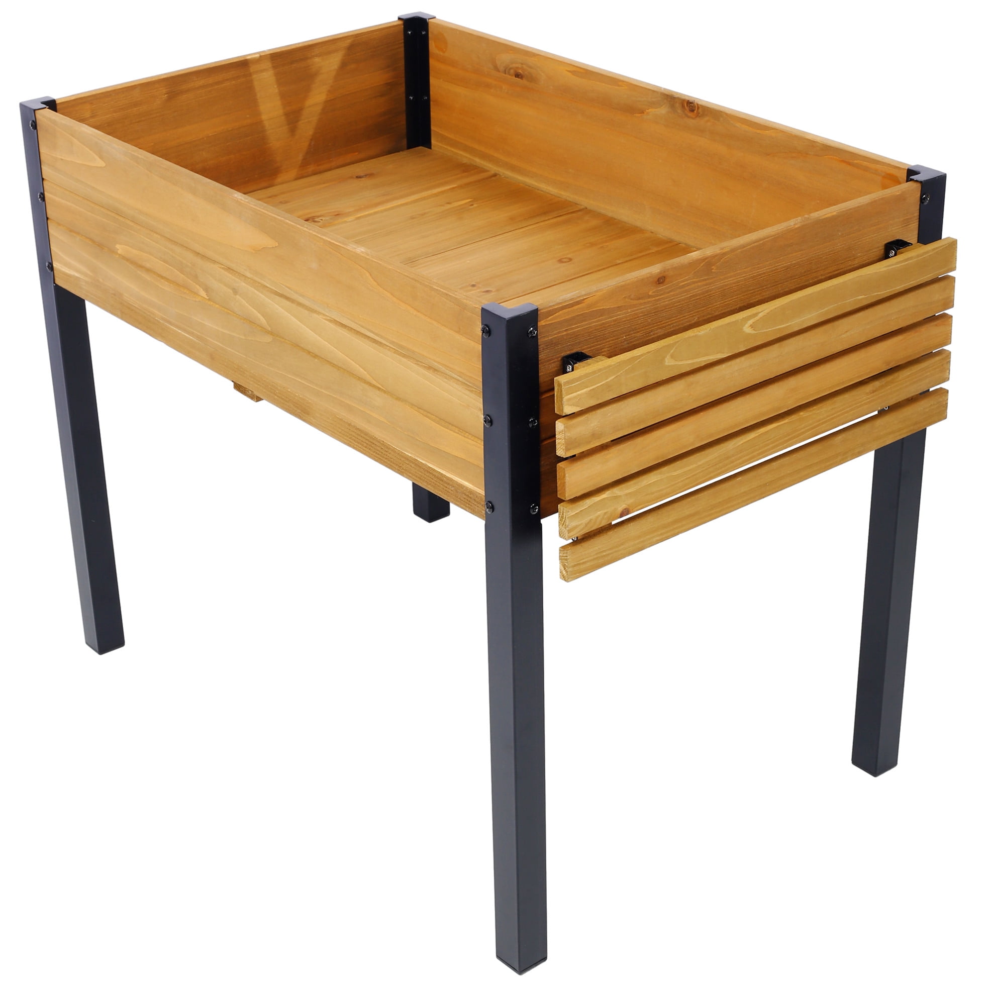 Raised Garden Bed with Metal Leg, Wood Planter Boxes with Folding ...