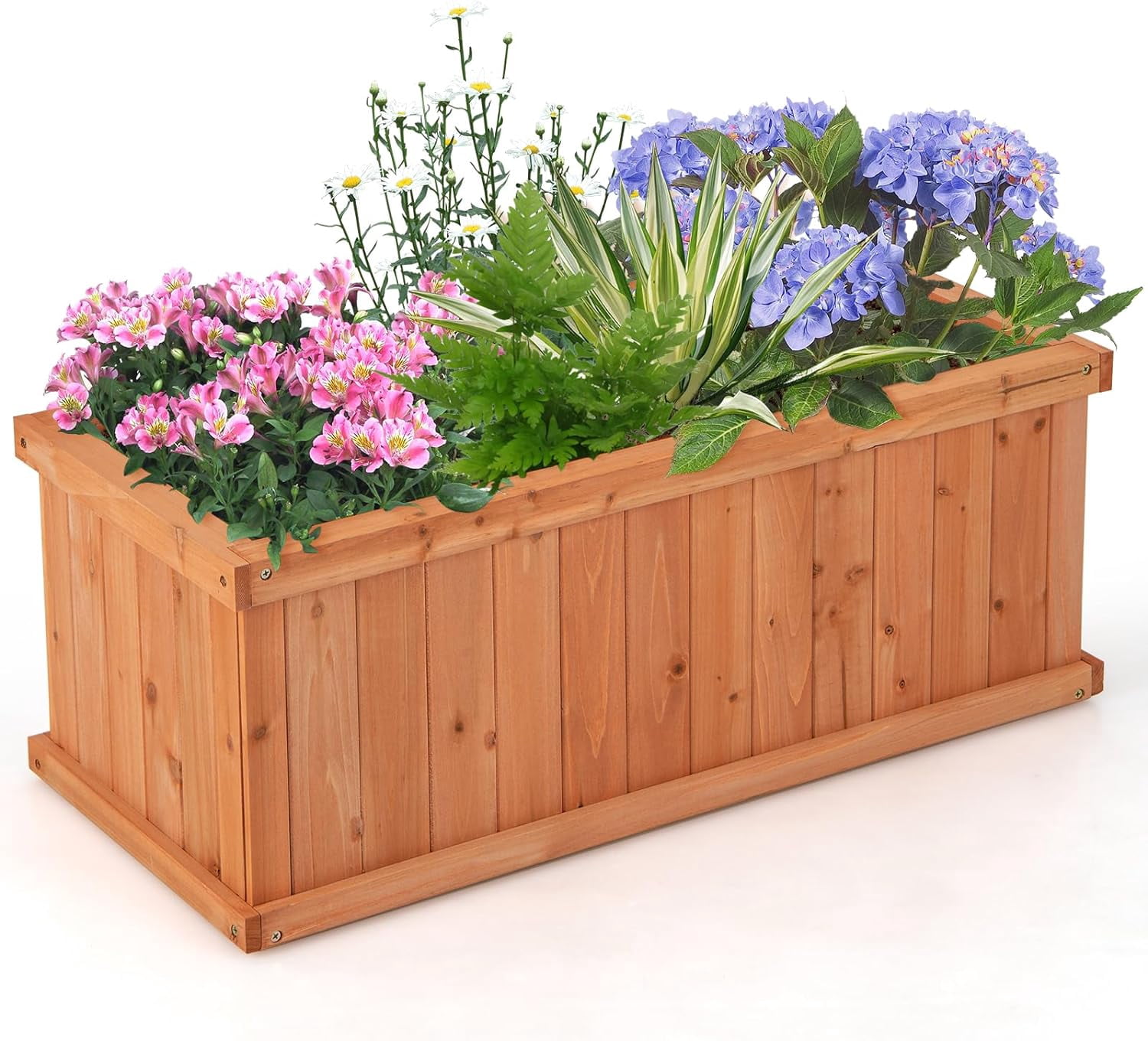 Raised Garden Bed, Outdoor Elevated Flower Box w/ 4 Drainage Holes ...