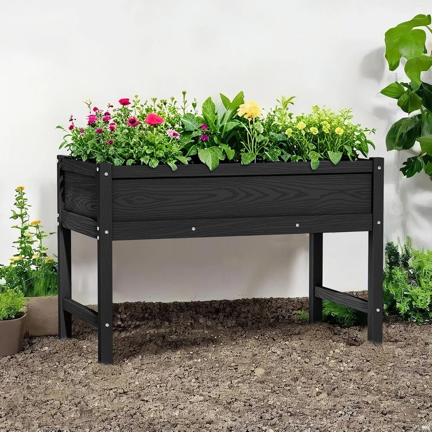 Raised Garden Bed Outdoor with Legs,HDPE Elevated Planter Box Rot ...