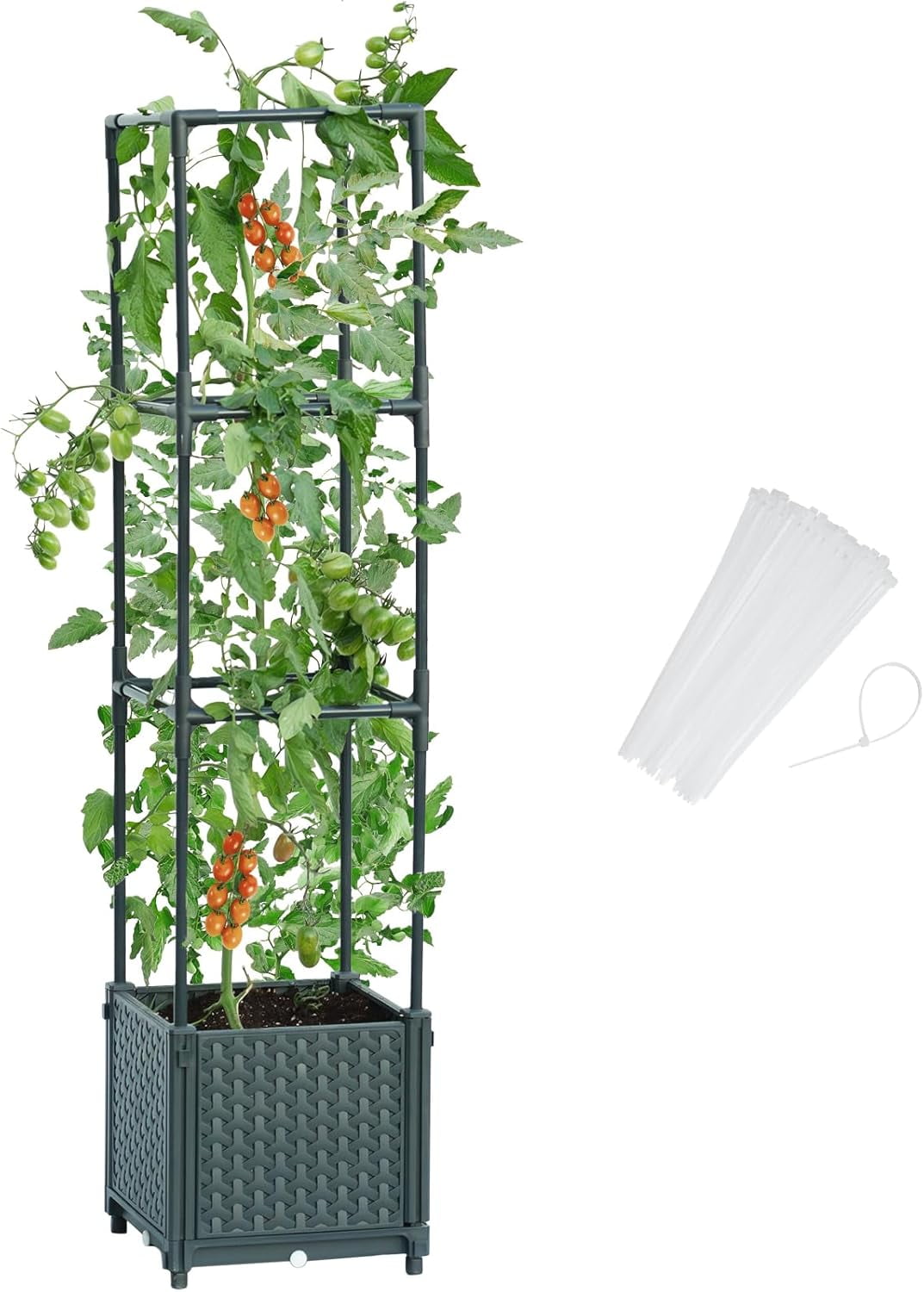 Raised Garden Bed Planter Box with Trellis, 41.3” Tomato Planters for ...