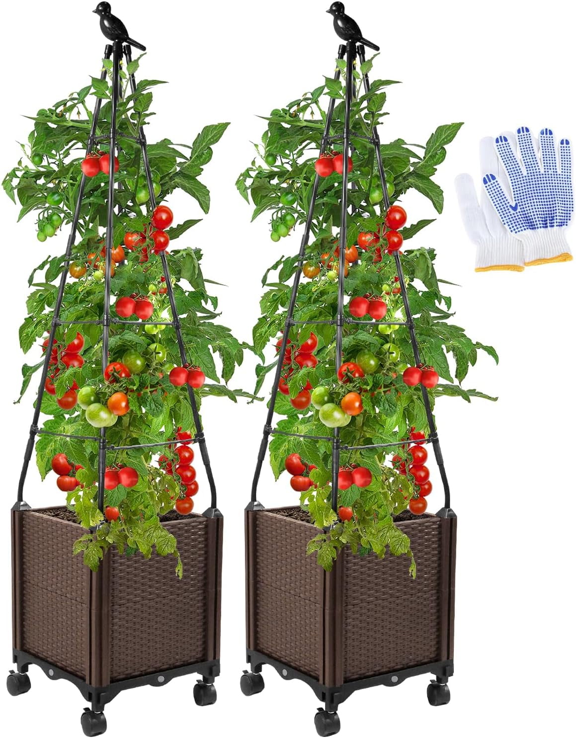 Raised Garden Bed Planter Box with Trellis, 59" Tomato Planter with ...