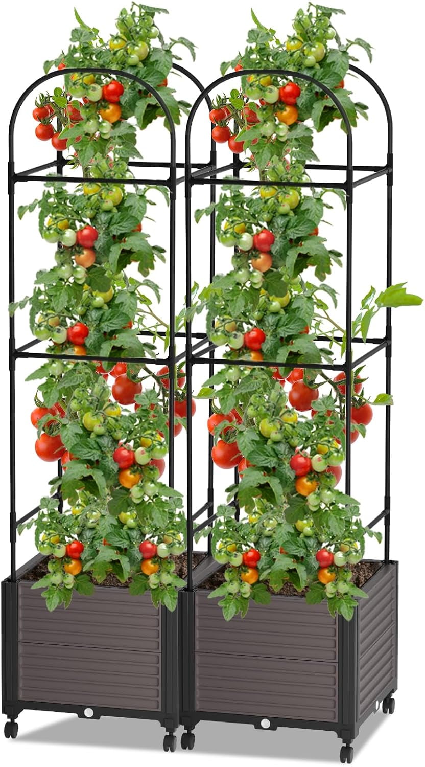 Raised Garden Bed Planter Box with Trellis, 61'' Tomato Planters for ...