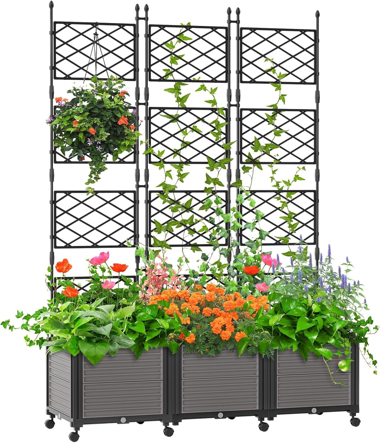 Raised Garden Bed Planter Box with Wheels, Tomato Cage Planter Raised ...