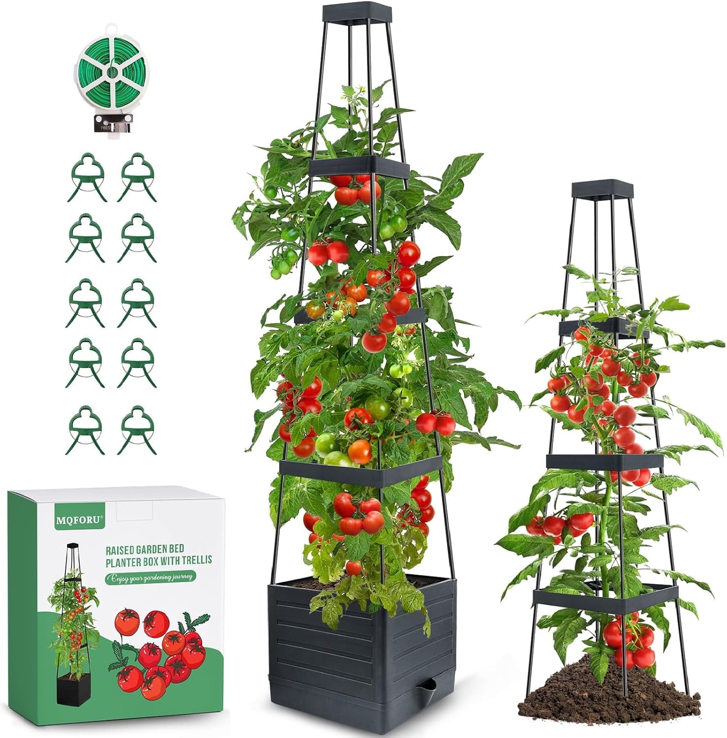 Raised Garden Bed Planter Boxes with Trellis, 57" Self-Watering Tomato ...