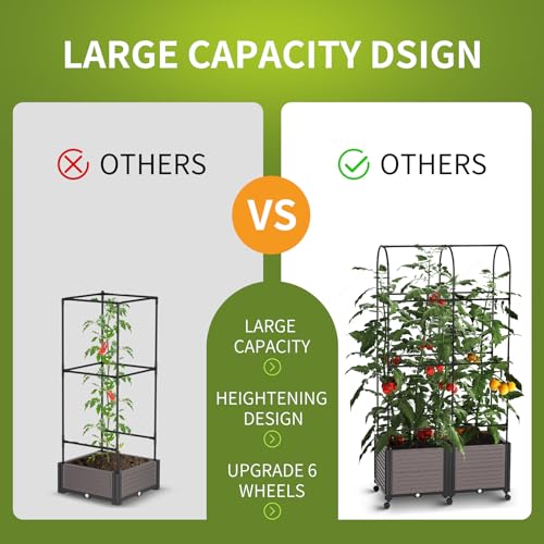 Raised Garden Bed Planter Boxes with Trellis, Gardening System-Self ...