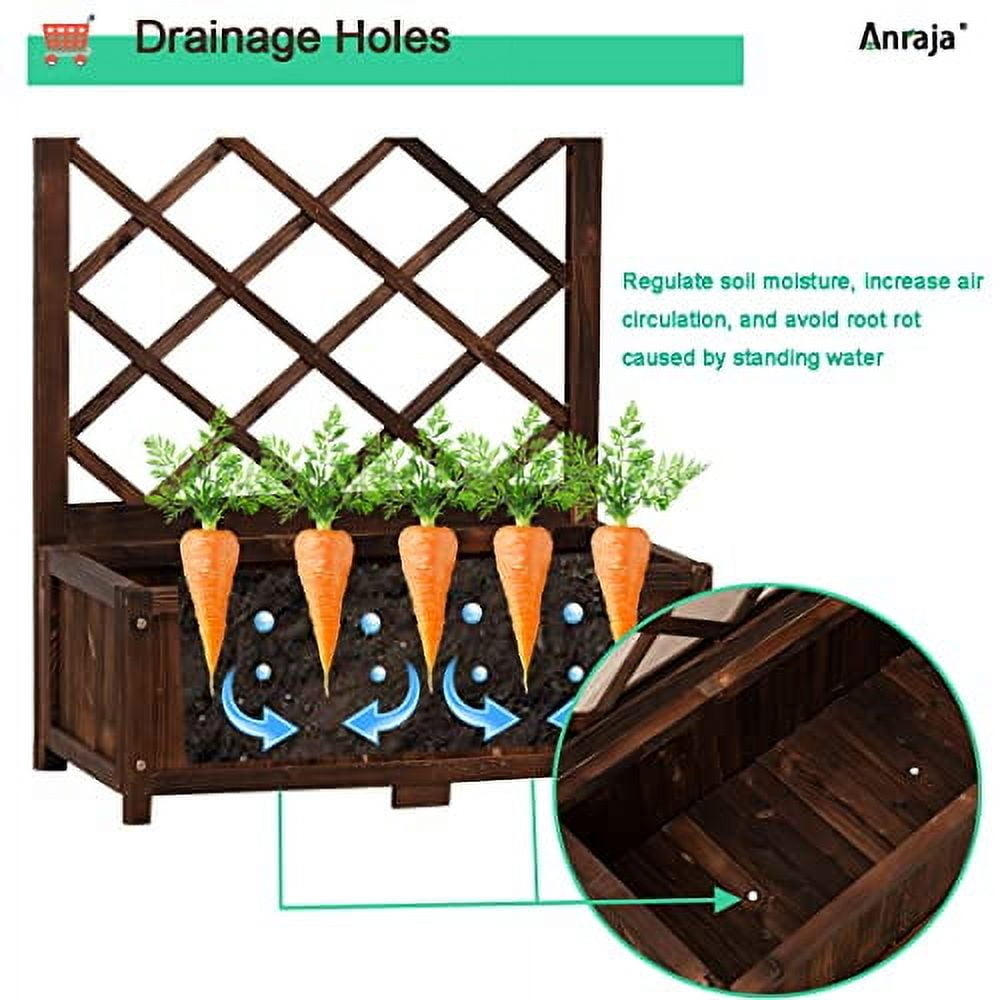 Raised Garden Bed Planter with Trellis Outdoor Wood Box 67in Flower ...
