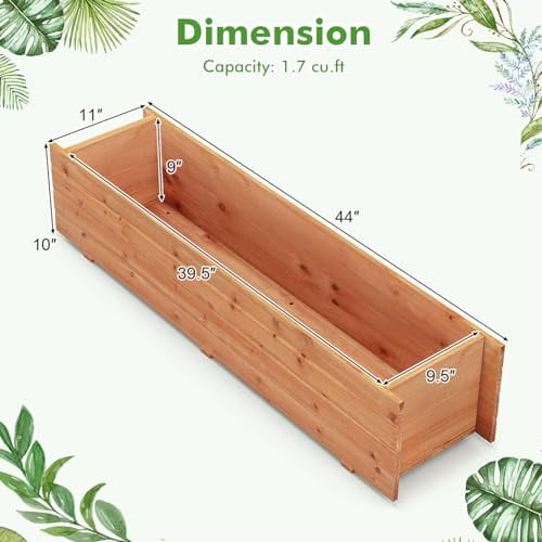 Raised Garden Bed, Rectangle Wood Garden Planter with 2 Drainage Holes ...
