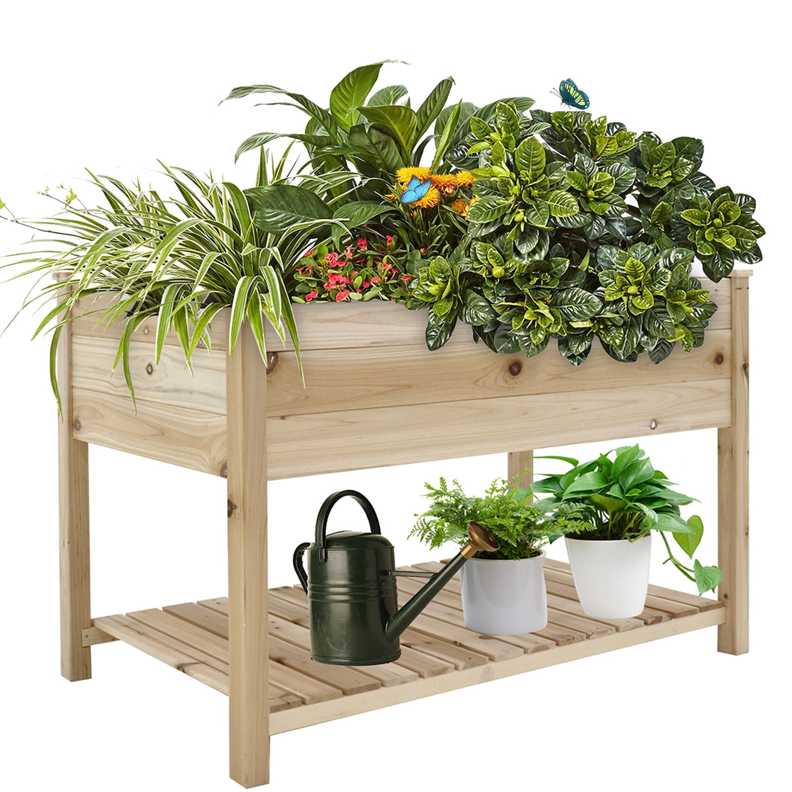 Raised Garden Bed with Storage Shelf, Seizeen 48.5x24.4x30in Wood ...
