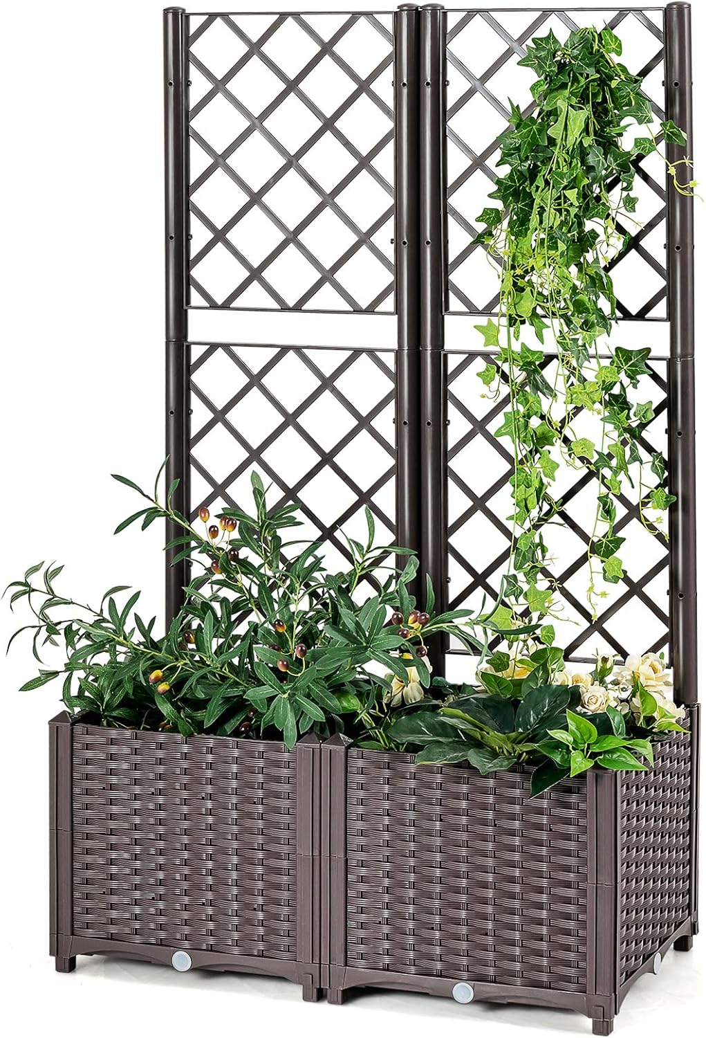 Raised Garden Bed with Trellis, Planter Box for Vine Growing Climbing ...